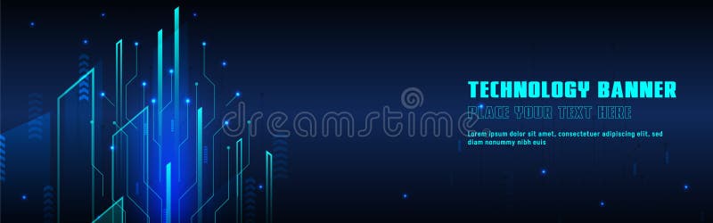 Technology Concept for Web Banner Template or Brochure , Blue Colour ...