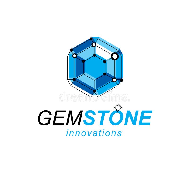 Technology Conceptual Emblem. Abstract Vector Geometric Form, 3D Shape ...