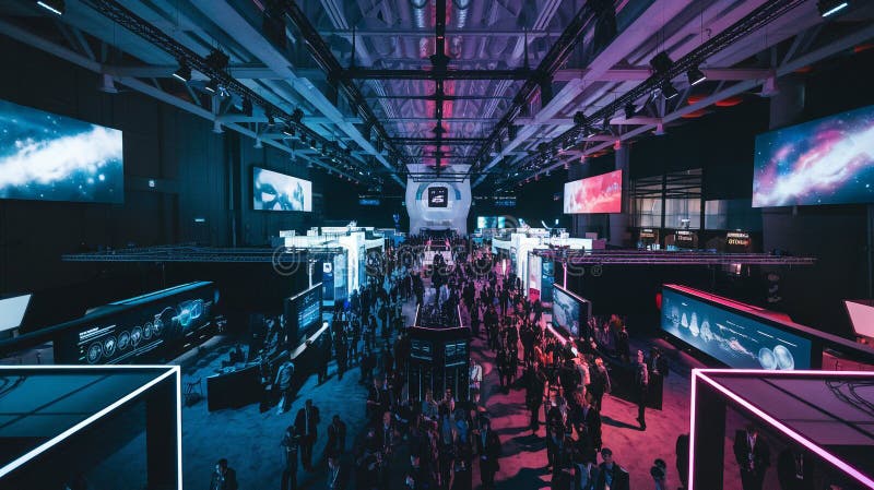 Technology Conference Event Hall Crowd Networking Exhibition Stock ...