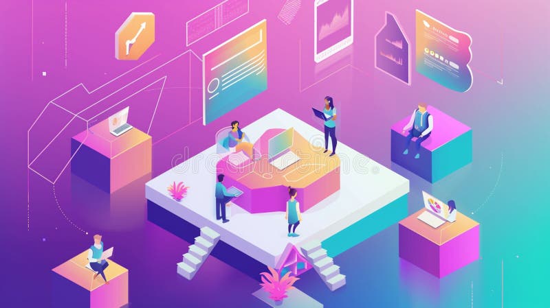 Technology Conference Platform with Many Visitors. Generative Ai Stock ...