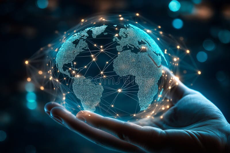 Technology Connecting People Around the World Stock Illustration ...