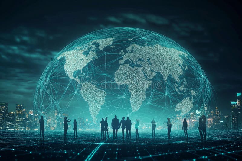 Technology Connecting People Around the World Stock Illustration ...