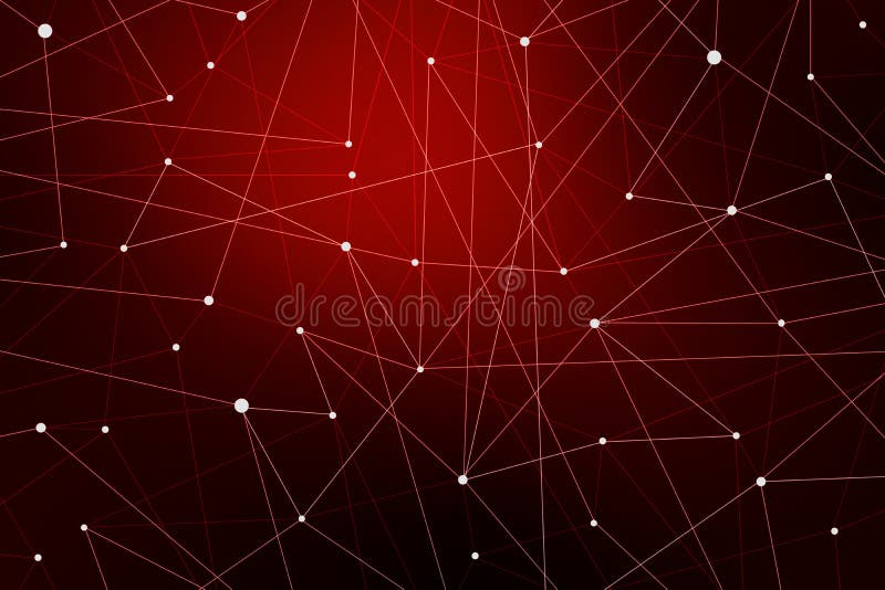 Technology Connection Abstract Lines and Dots on Red Background ...