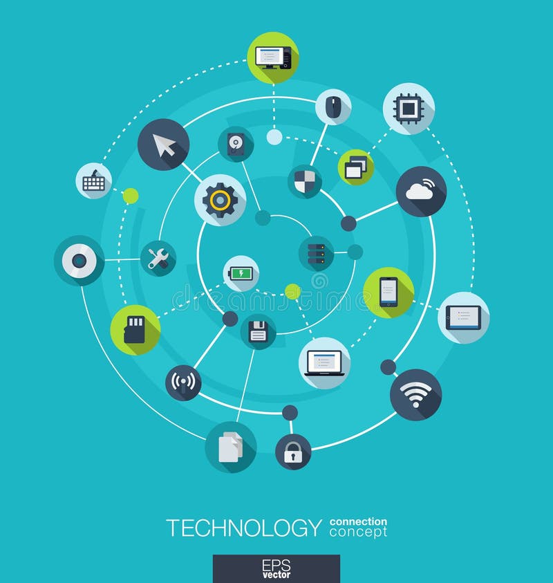 Technology Connection Concept. Abstract Background with Integrated ...