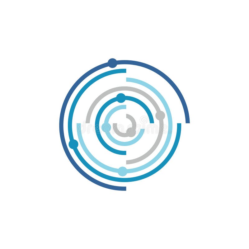 Technology Connection Logo Design with Abstract Dot, Block Chain ...