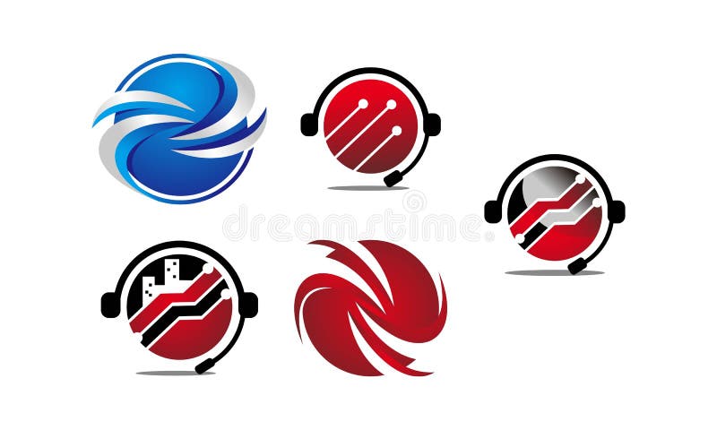 Technology Connection Logo Set Stock Vector - Illustration of global ...