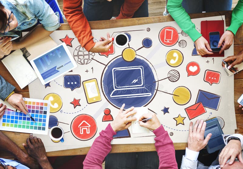 Technology Connection Media People Graphics Concept Stock Image - Image ...