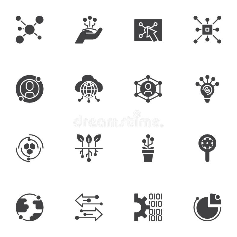 Technology Connection Vector Icons Set Stock Vector - Illustration of ...