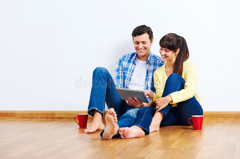 Technology couple stock image. Image of married, house - 32197867