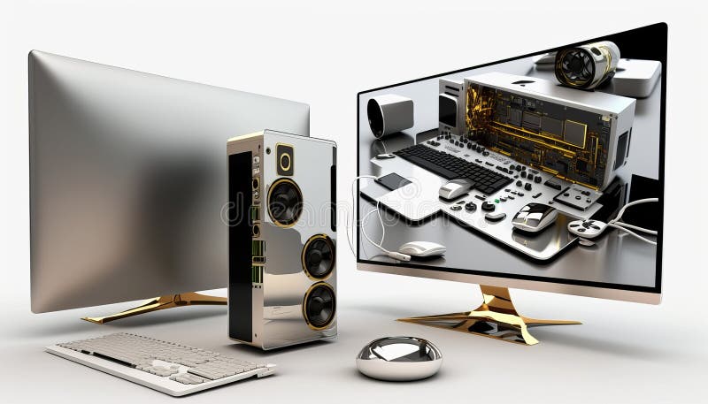 Technology Creative Scene Isolated on a White Background. Stock ...