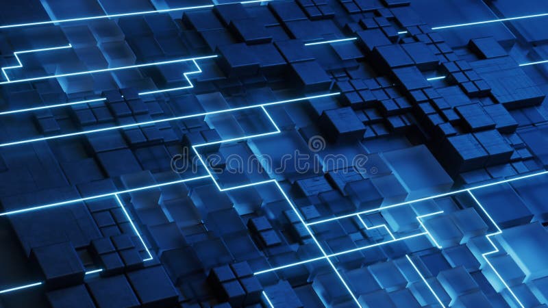 Technology Cube Circuit Board Structure 3d Rendering Stock Video