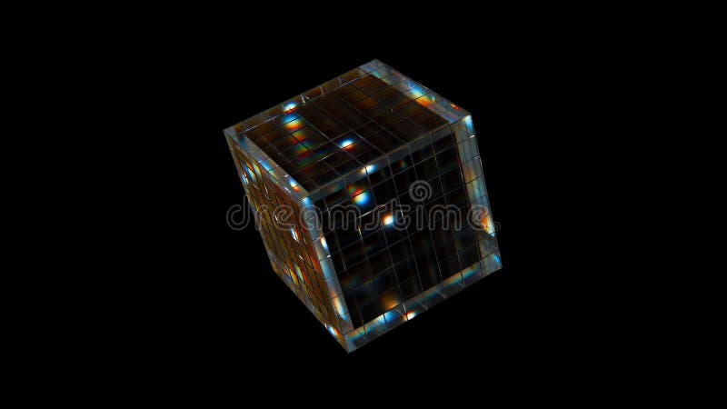 Technology cube with grid stock illustration. Illustration of block ...