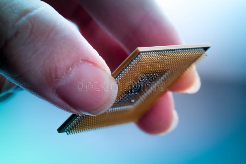 Technology Electronic Concept. Cpu Microprocessor Chip in Hand Stock ...