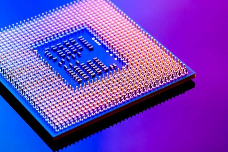Technology Electronic Concept. Cpu Ram Computer on Blue Li Stock Image ...