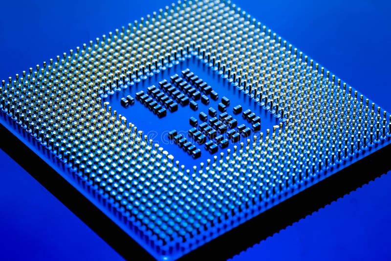 Technology Electronic Concept. Cpu Ram Computer on Blue Li Stock Photo ...