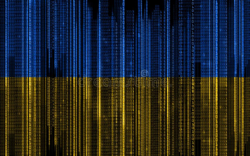 Binary Code Pattern in Colors of Flag of Ukraine Stock Illustration ...