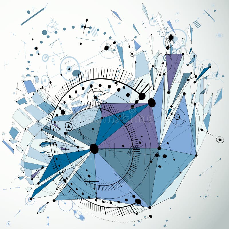 Technology 3d Vector Drawing with Low Poly Demolished Geometric Stock ...