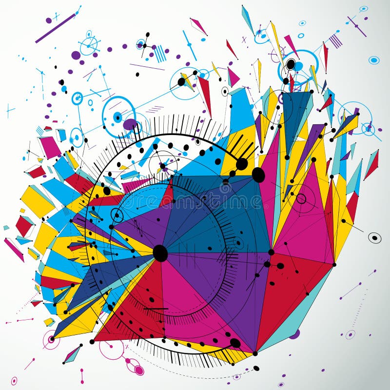 Technology 3d Vector Drawing with Low Poly Demolished Geometric Stock ...