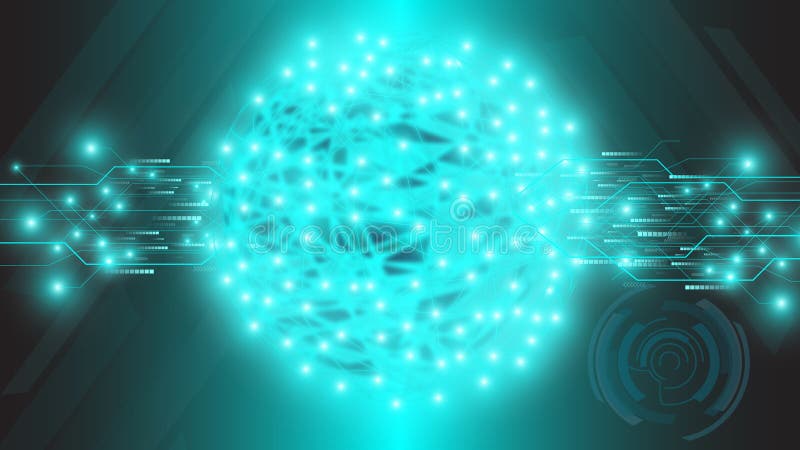 Technology Data Concept and Data Stoke Cyan Color Illustration ...