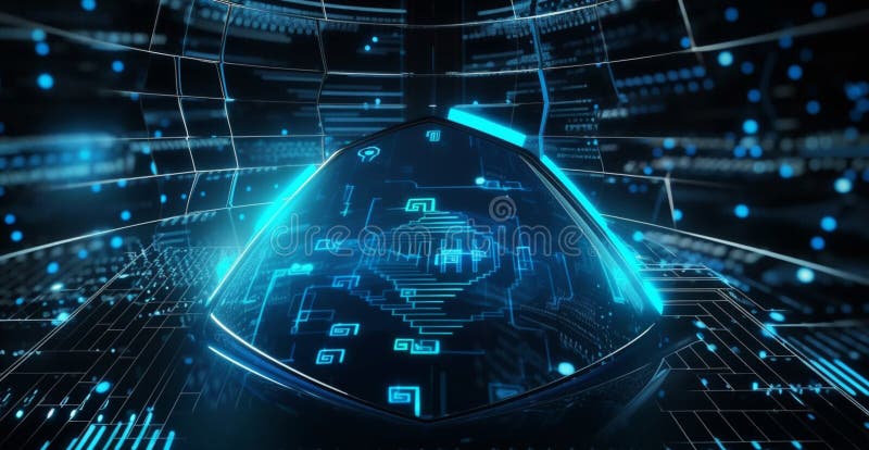 Technology on Data Connections Futuristic Background, Center Panel ...