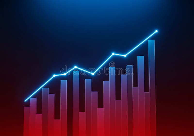 Technology Data Graph with Glowing Blue Line Design Stock Illustration ...