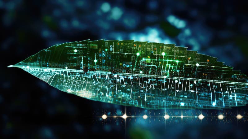 Technology data leaf stock illustration. Illustration of binary - 361791237