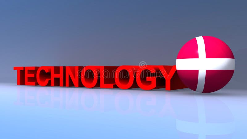Technology with Denmark Flag on Blue Stock Illustration - Illustration ...
