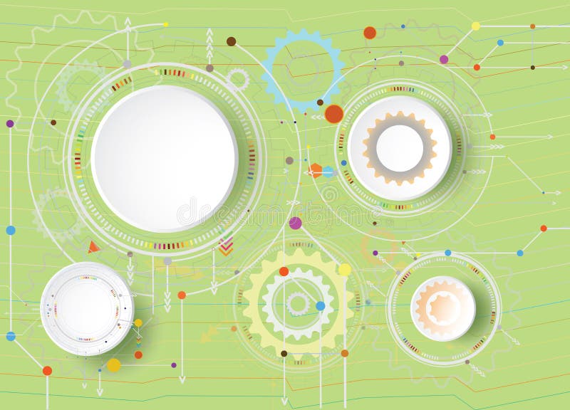Technology Design Colorful on Circuit Board and Gear Wheel Engineering ...