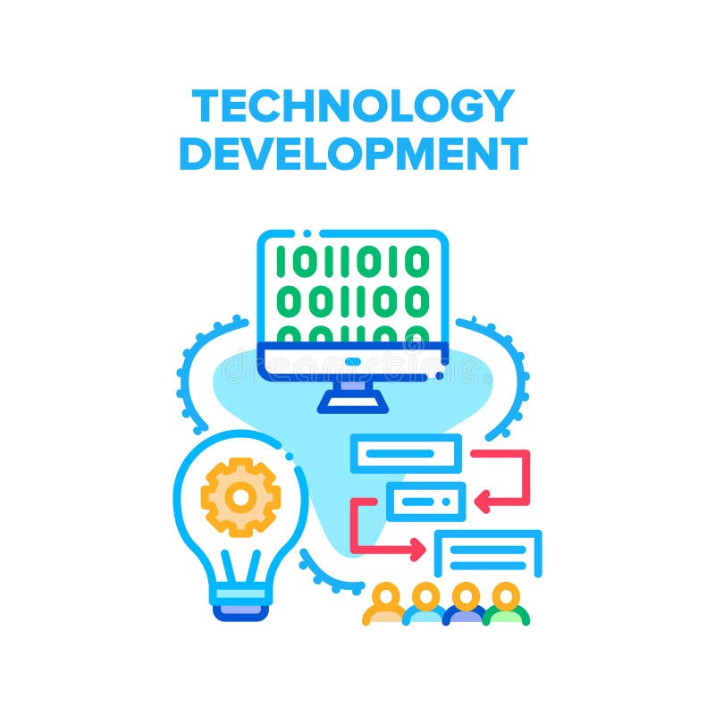 Technology Development Vector Color Illustration Stock Vector Illustration Of Binary Device