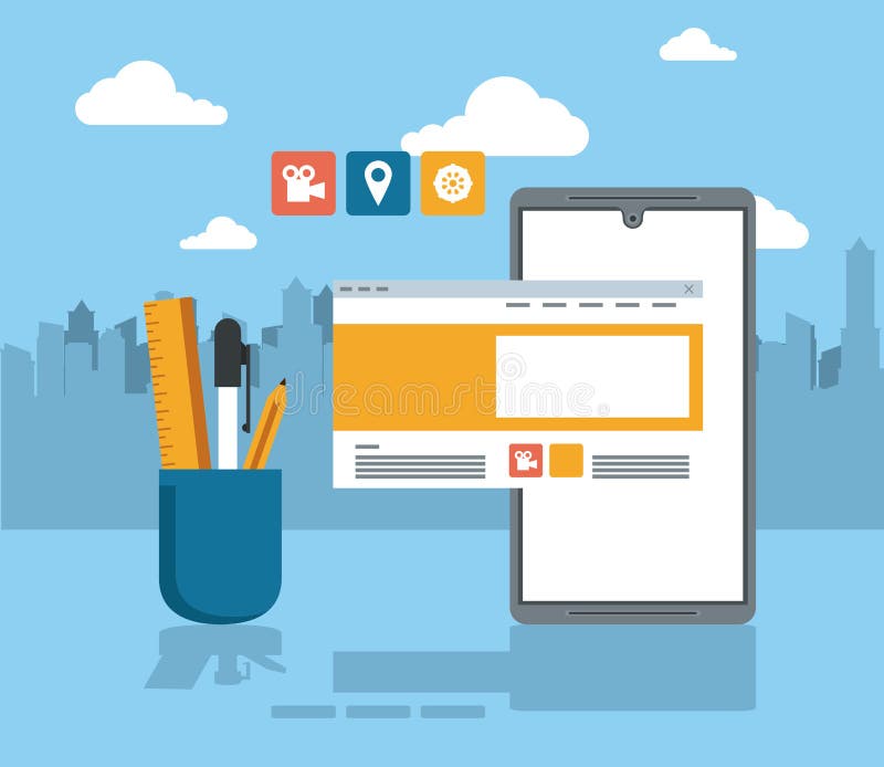 Technology Device Eletronic Modern Gadget Cartoon Stock Vector ...