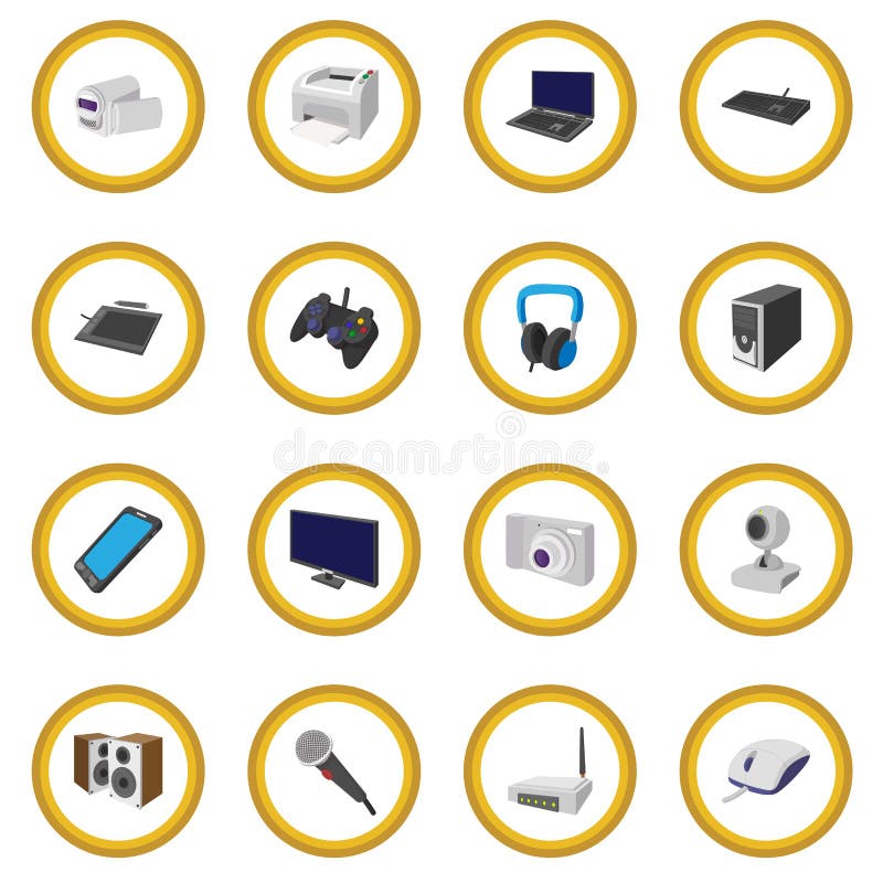 Technology and Devices Cartoon Icon Circle Stock Vector - Illustration ...