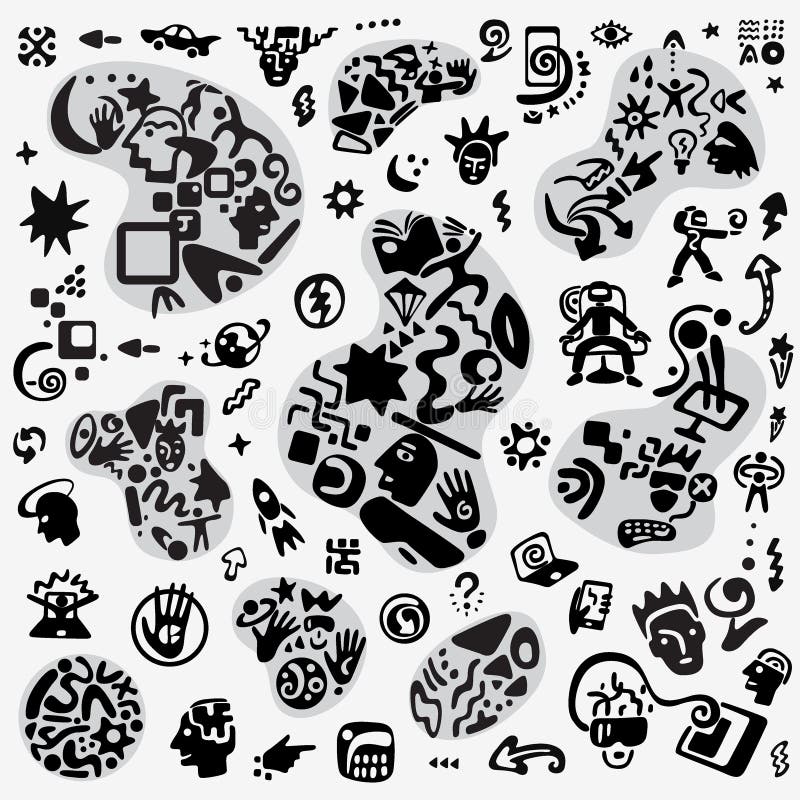 Technology Devices Doodle Set , Silhouette, Vector Graphic Symbol Stock ...