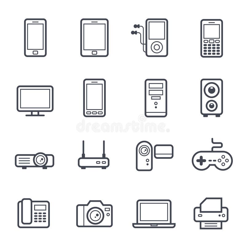 Technology and Devices Icon Bold Stroke Stock Vector - Illustration of ...