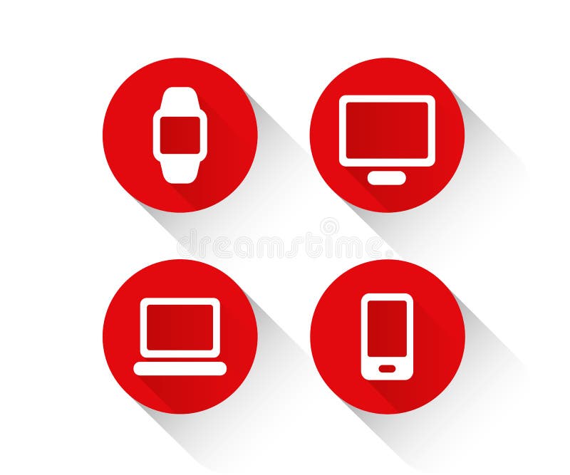 Set Technology Devices Icon: Computer, Laptop, Tablet and Smartphone ...