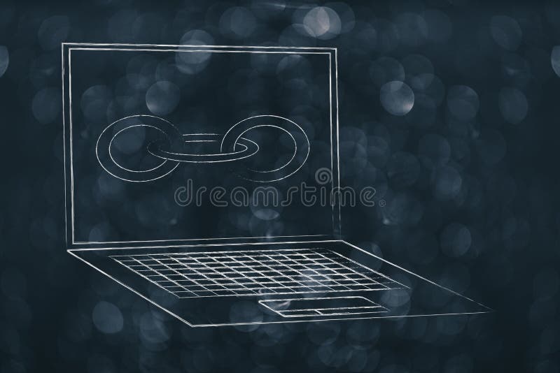 Laptop with Link Chain Icon on the Screen Stock Illustration ...