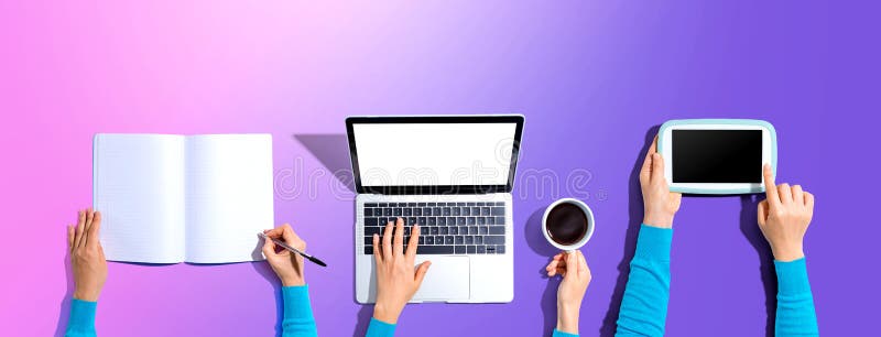 Technology Devices and a Notebook Stock Photo - Image of technology ...
