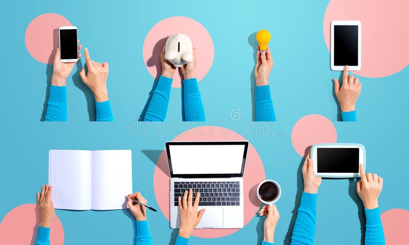 Technology Devices and Office Supplies Stock Image - Image of variety ...