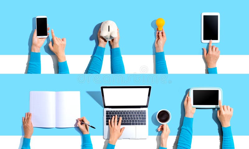 Technology Devices and Office Supplies Stock Photo - Image of ...