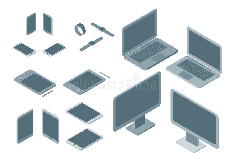 Technology Devices Color Icons Isometric View. Vector Stock Vector ...