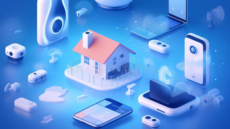 Technology Devices Surrounding a Modern House in a Digital Environment ...