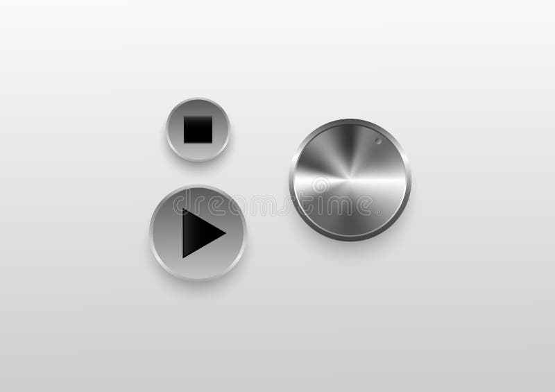Technology Dial Knob, Play and Stop Button with Metal Texture for Sound ...