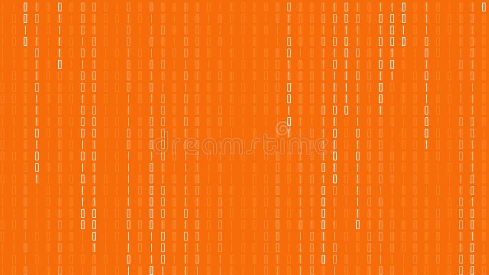 Technology Digital Binary Code In Color Of Orange And White Color Of Text For Use As Background