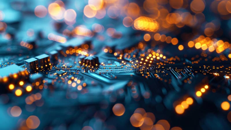 Technology Digital Binary Data on Microchip with Glow Circuit Board ...