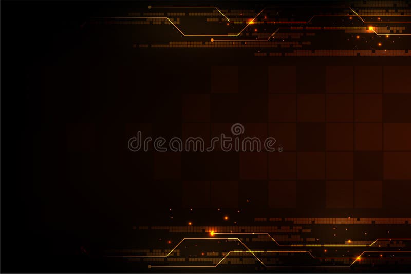 Technology in Digital Concept on a Dark Orange Background. Stock Vector ...