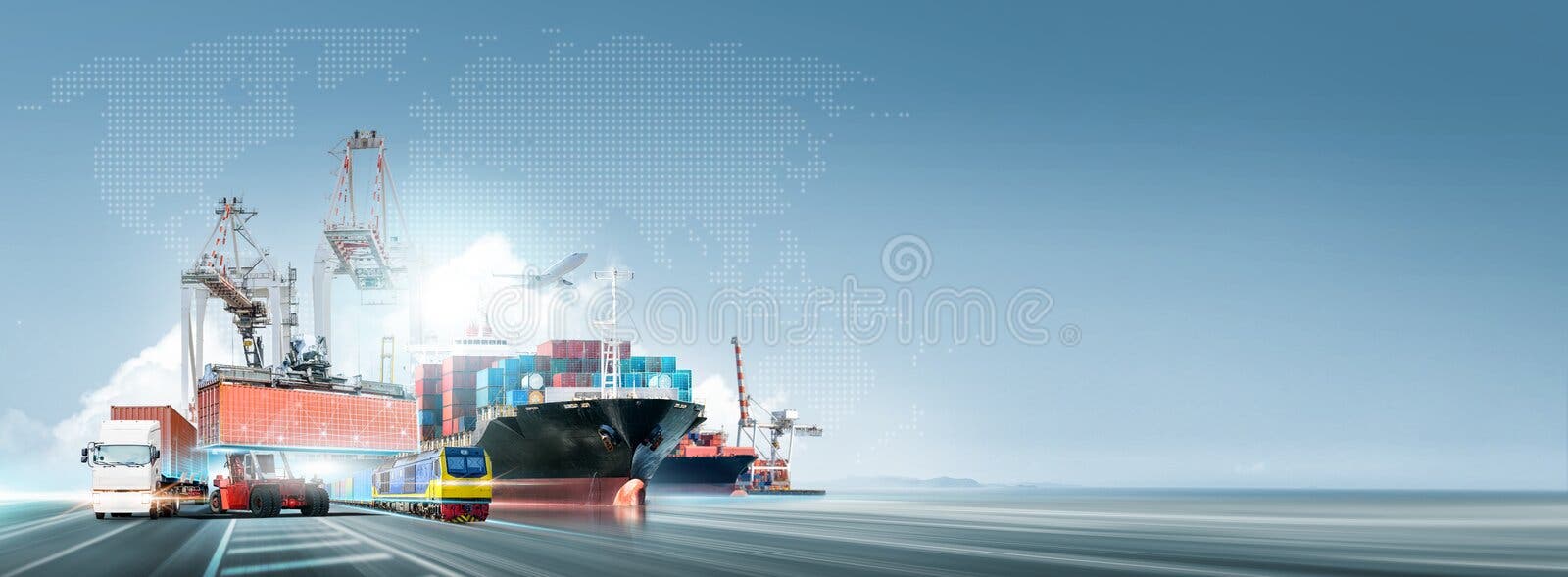 Technology Future of Cargo Container Logistics Transport Concept ...