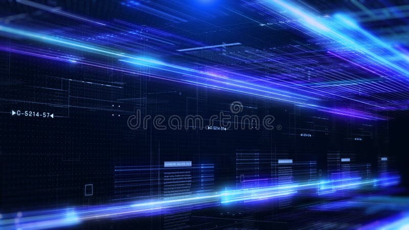 Technology Digital Grid Line Hologram Big Data Vertical Landscape View ...
