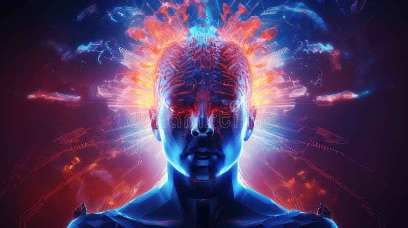 Technology Digital Human Head Stock Illustration - Illustration of ...