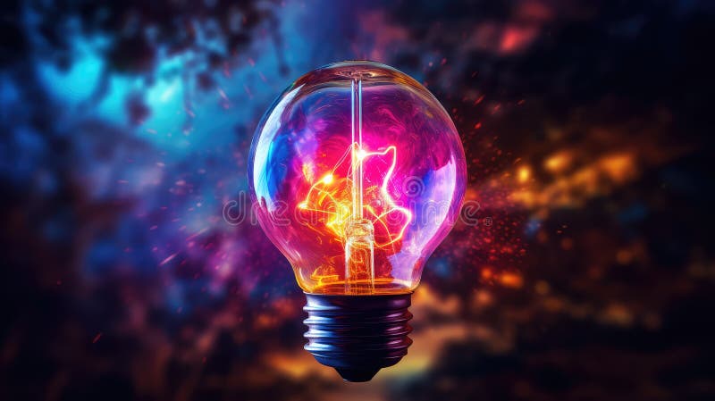 Technology Digital Light Bulb Stock Illustration - Illustration of ...