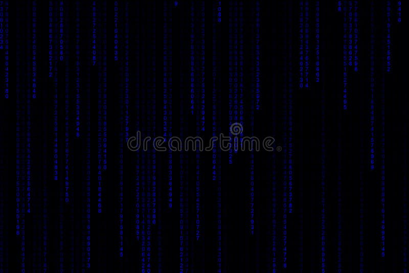 Technology Digital Matrix Dark or Black Background with Binary Code in Blue Color. Stock ...