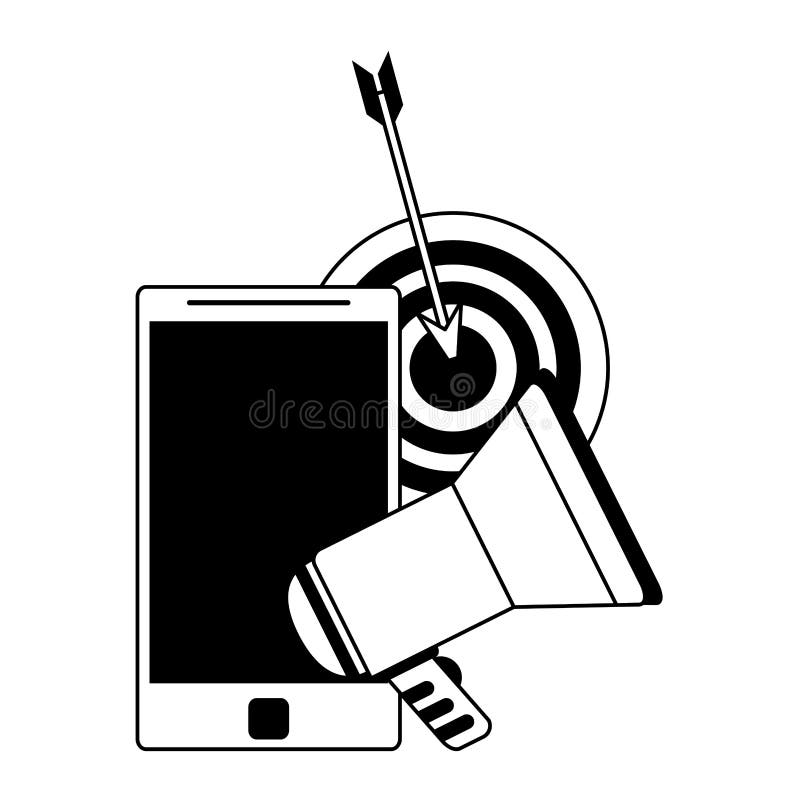 Technology Digital Modern Hardware Cartoon in Black and White Stock ...